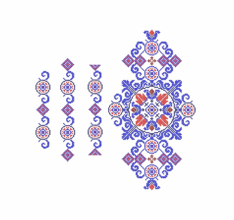 Folk Machine Hand Embroidery Designs Digital Cross Stitch Pattern. - Etsy