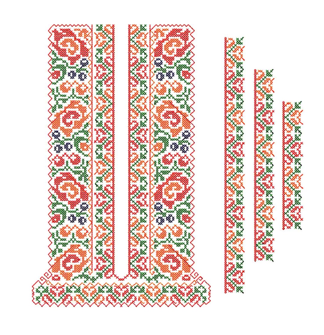 Folk Machine Embroidery Designs Digital Cross Stitch Pattern. Set ...