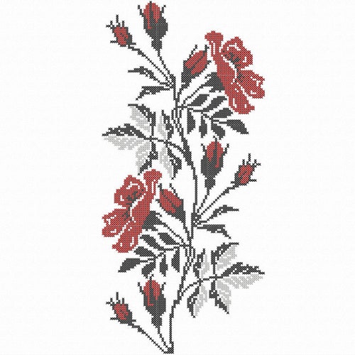 Roses Machine Embroidery Designs. Floral Cross Stitch Pattern. - Etsy