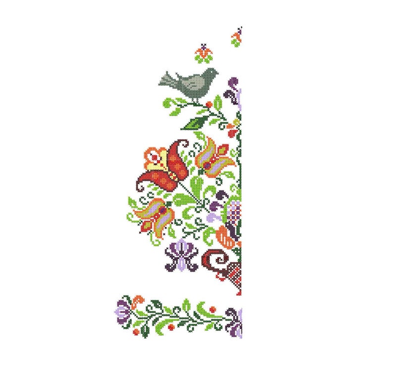 Folk Machine Hand Embroidery Designs. Floral Cross Stitch Pattern. - Etsy