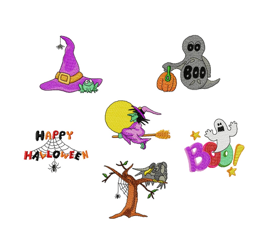 Halloween Machine Embroidery Design. Set 6 Embroidery Patterns. - Etsy