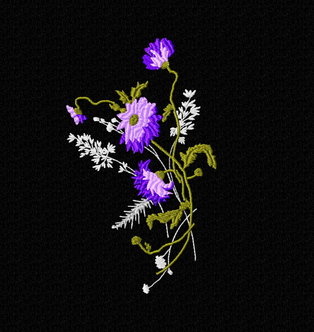 Flowers Machine Embroidery Design Floral Digital Pattern. Set Designs 2 ...