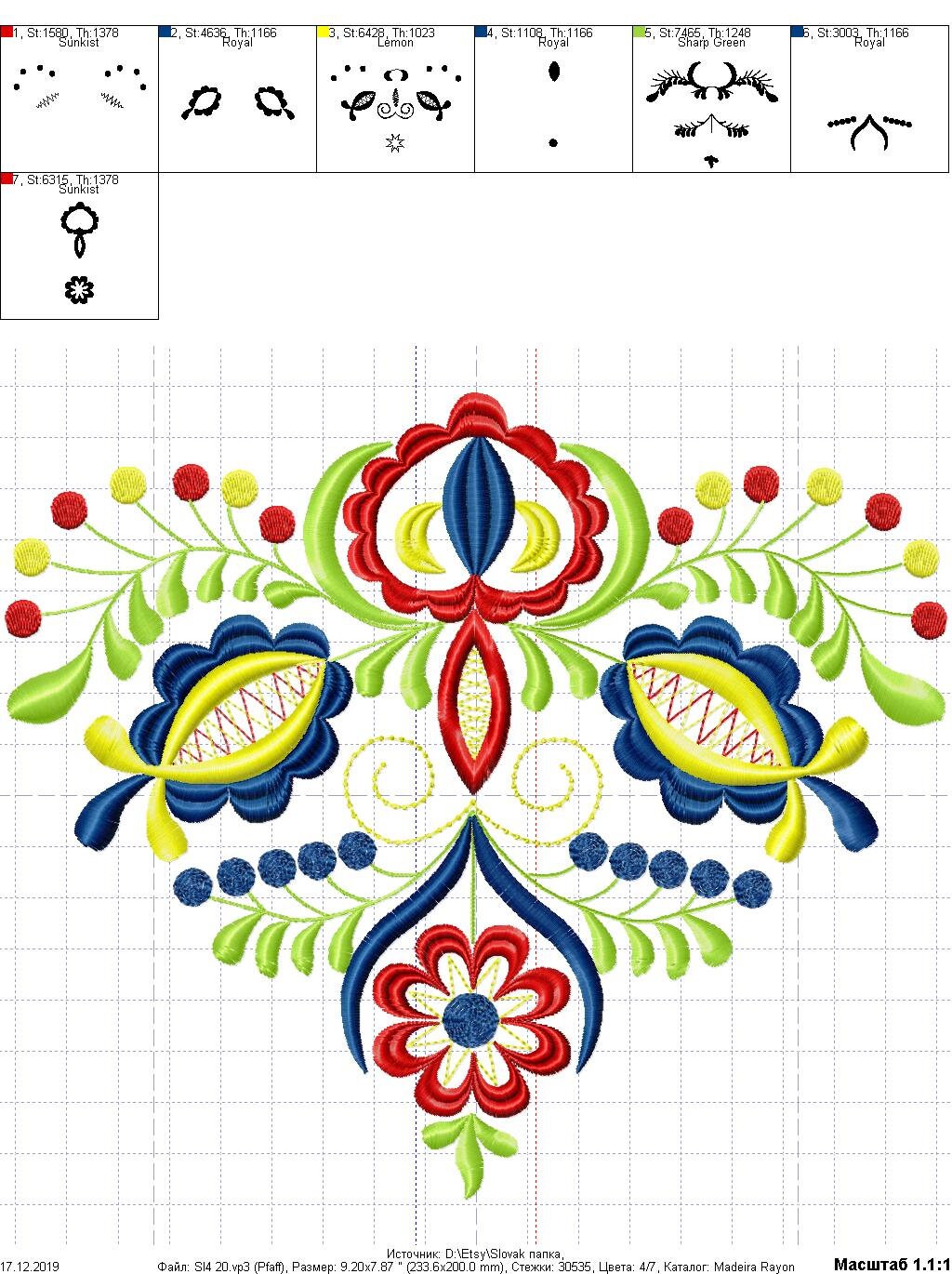 Floral Machine Embroidery Design Folk Pattern. Floral Ornament - Etsy