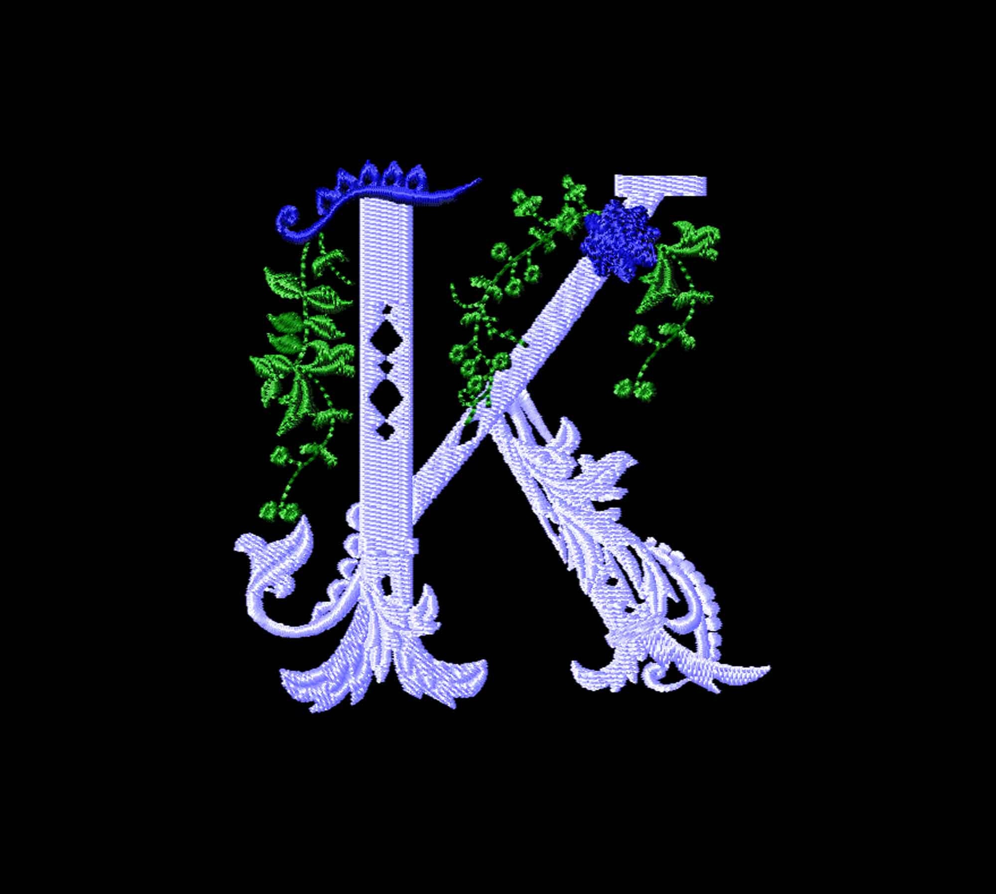 Font machine embroidery design Monogram pattern. The letter K | Etsy