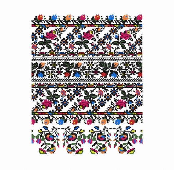 Ukrainian Machine Embroidery Design. Folk Cross Stitch Pattern - Etsy