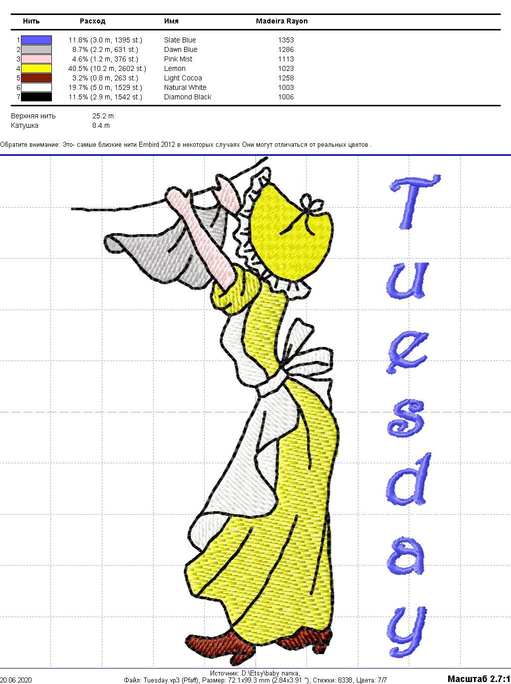 Days of the week machine embroidery design Kitchen towel | Etsy