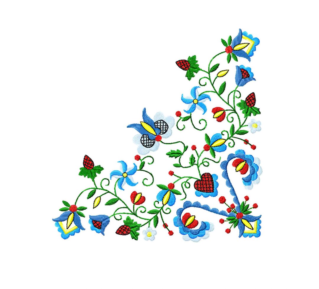 Folk Flowers Machine Embroidery Design. Floral Embroidery Pattern - Etsy