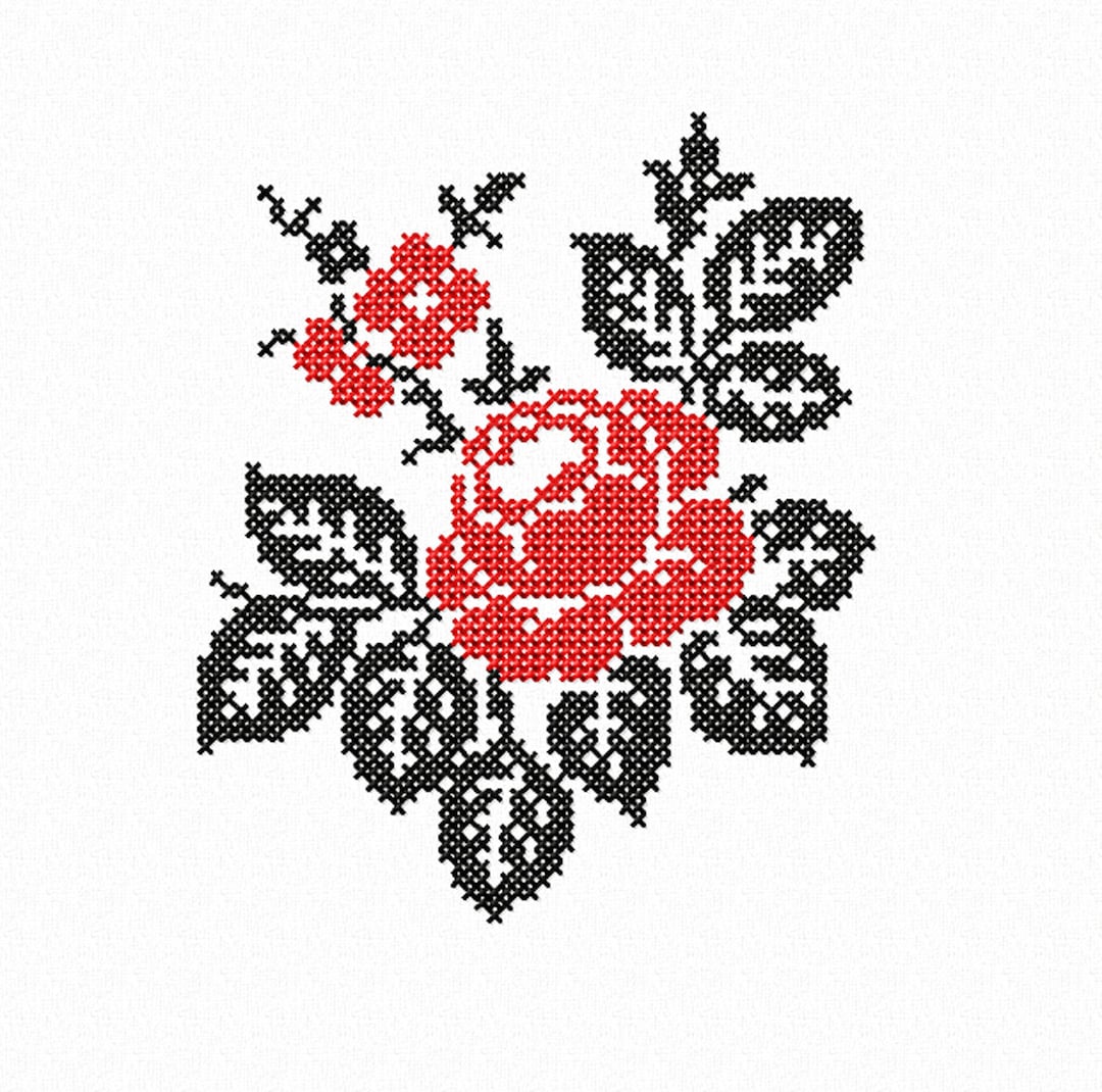 Rose Machine Embroidery Designs Folk Cross Stitch Pattern. Floral ...