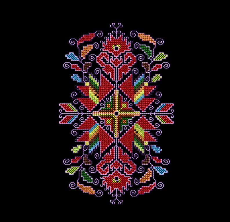 Machine Embroidery Cross Stitch Design Folk Ethnic Pattern. - Etsy