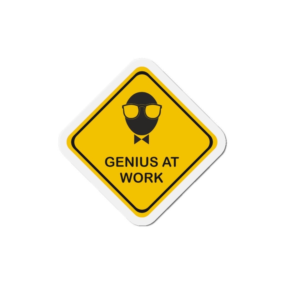 Funny Kiss-cut Magnets, Genius at Work Sign, Office Signs, Gift for ...