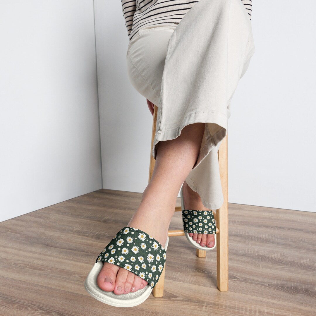 Women's Slides With Daisy Print, Floral Print Sandals, Women's Summer ...