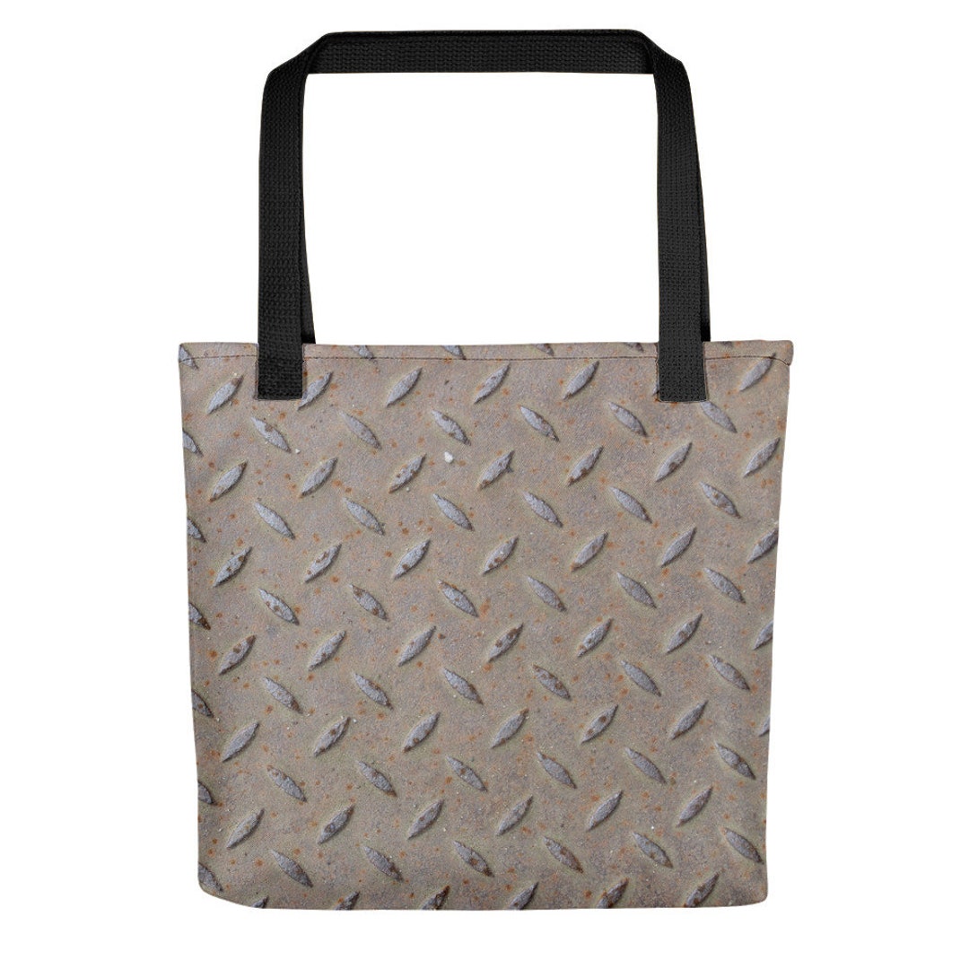 Diamond Plate Steel Print Tote Bag, Funny Tote Bag, Industrial Design ...