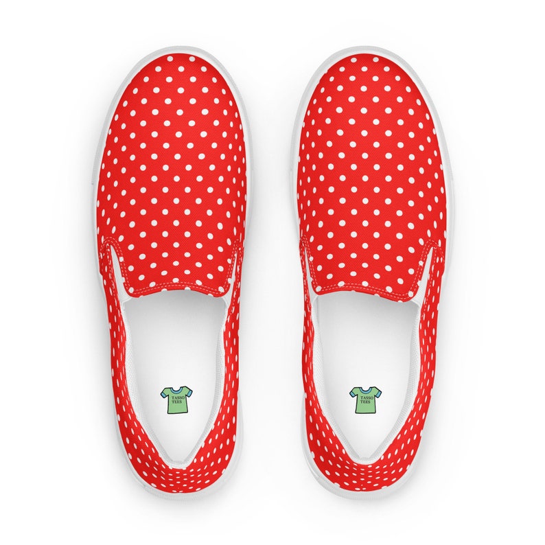 Women’s Orange-red With White Polka Dots Slip-on Canvas Shoes, Women's ...