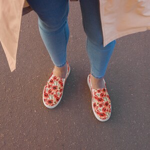 Women’s August Birth Flower Slip-on Canvas Shoes, August Poppy - Etsy