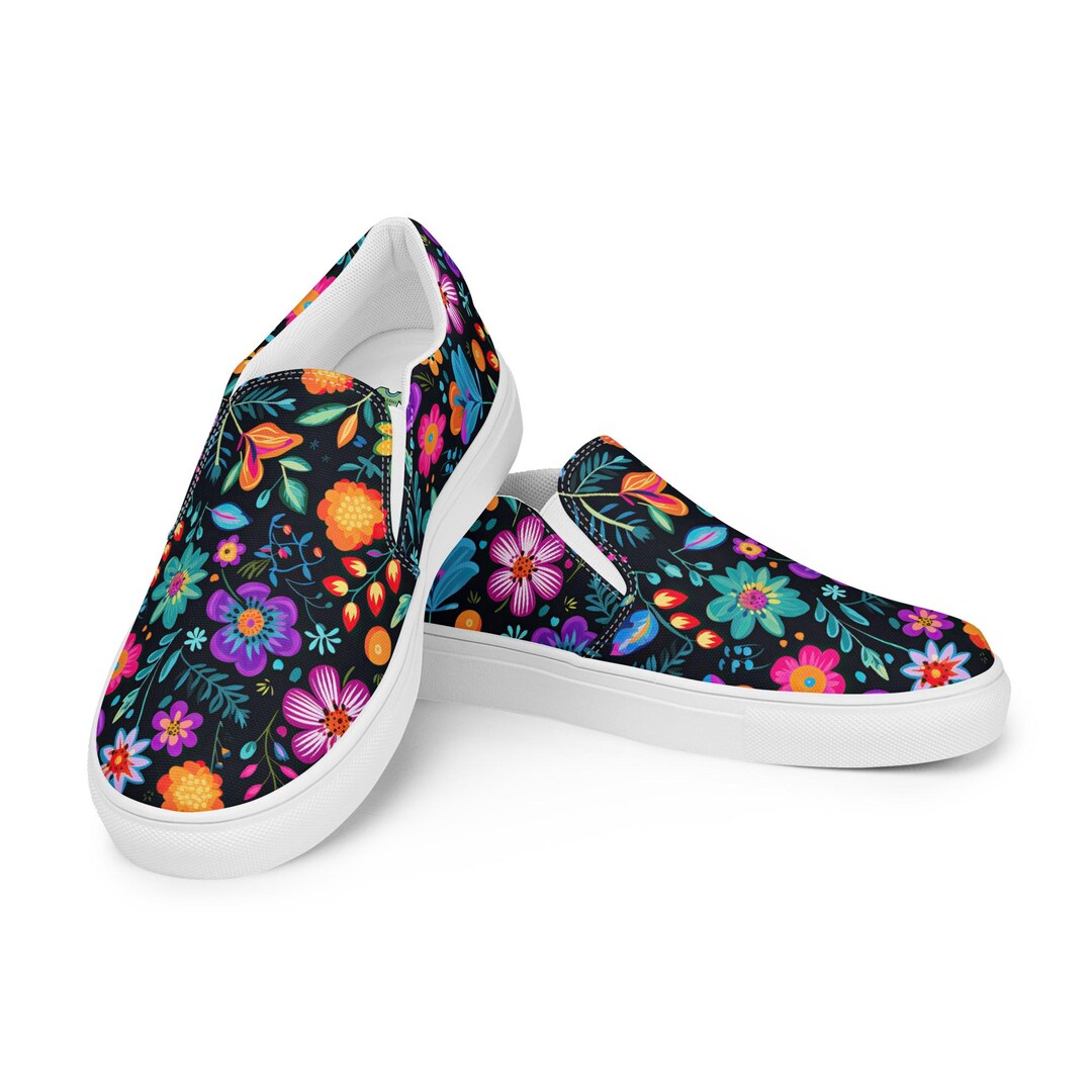 Mexican Flower Print Men’s Slip-on Canvas Shoes, Men's Summer Shoes - Etsy