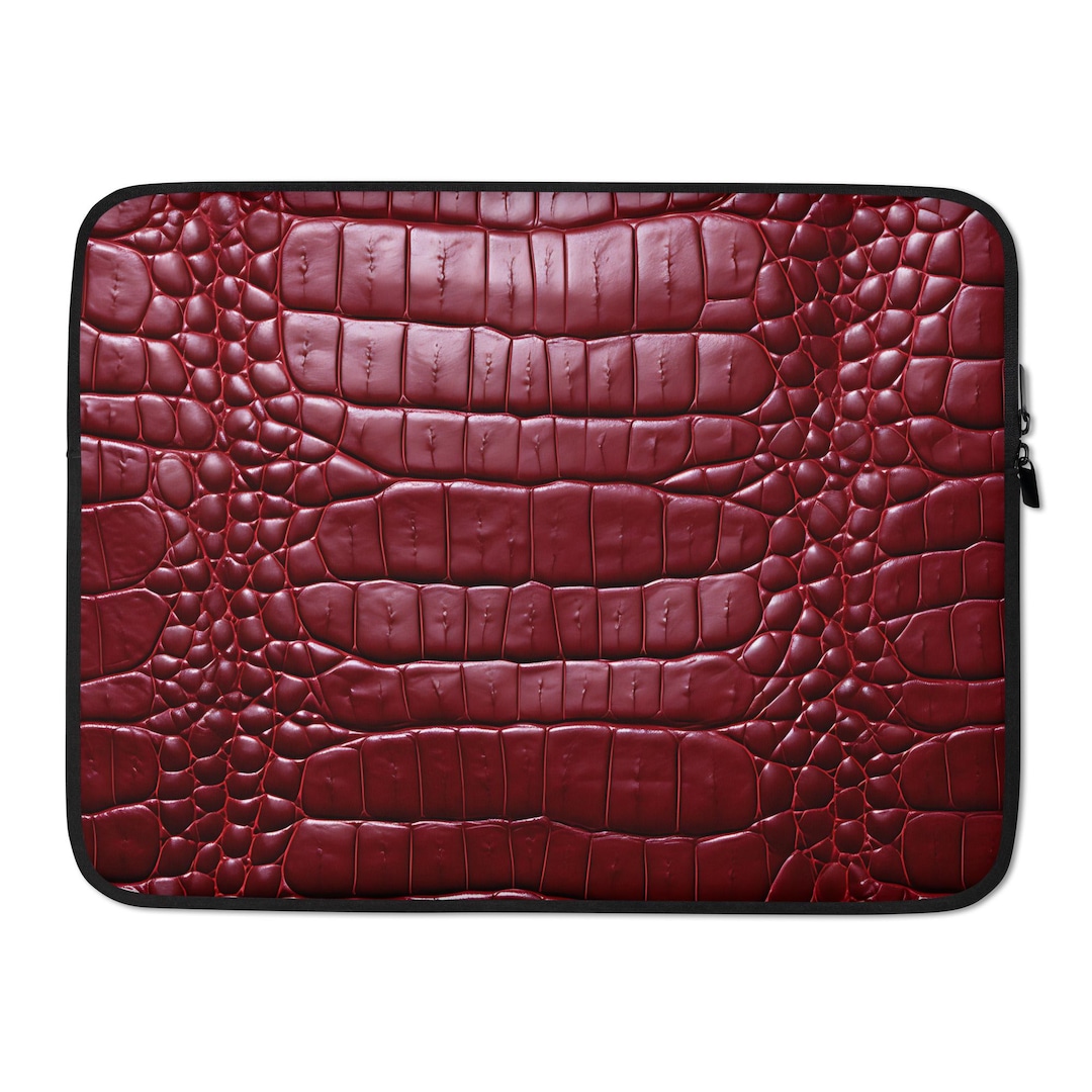 Wine Red Crocodile Print Laptop Sleeve, Fashion Laptop Sleeve, Stylish ...