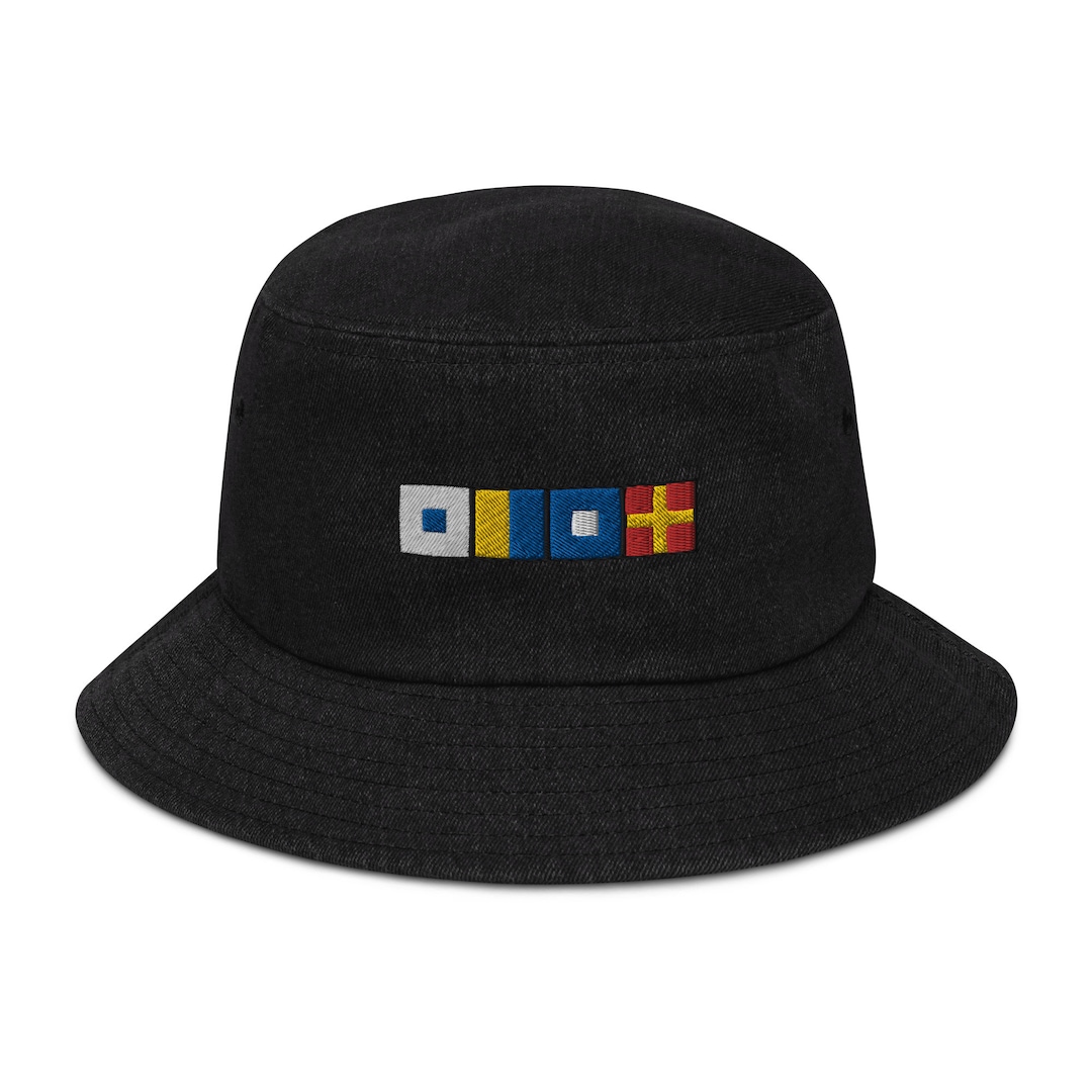 Denim Bucket Hat With SKPR (skipper) Spelled Out in Nautical Signal ...