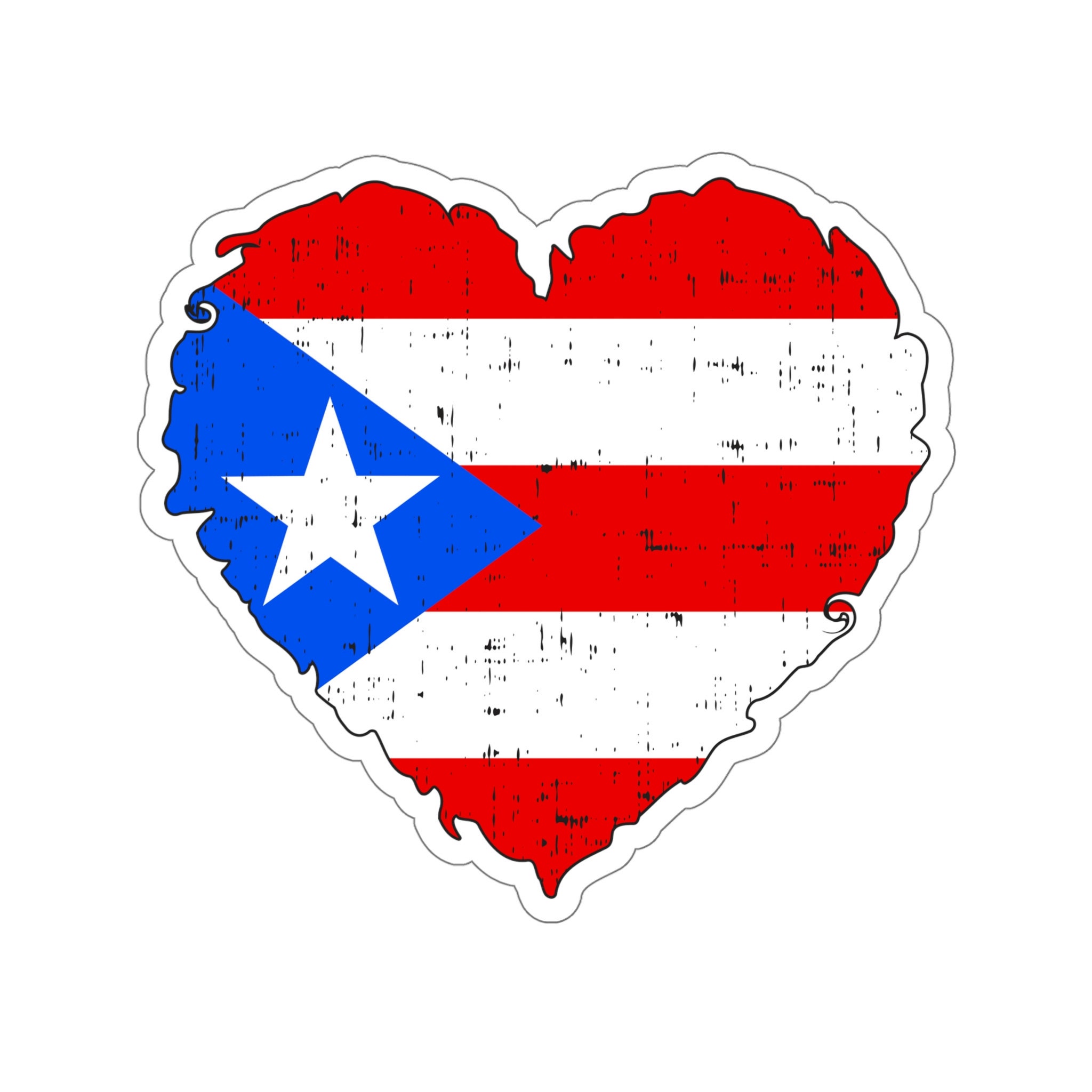 Puerto Rico Heart Shape Flag Die-cut Stickers, I Love Puerto Rico ...