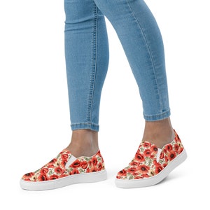Women’s August Birth Flower Slip-on Canvas Shoes, August Poppy - Etsy