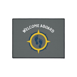 Nautical Compass Heavy Duty Floor Mat, Welcome Aboard Floor Mat ...
