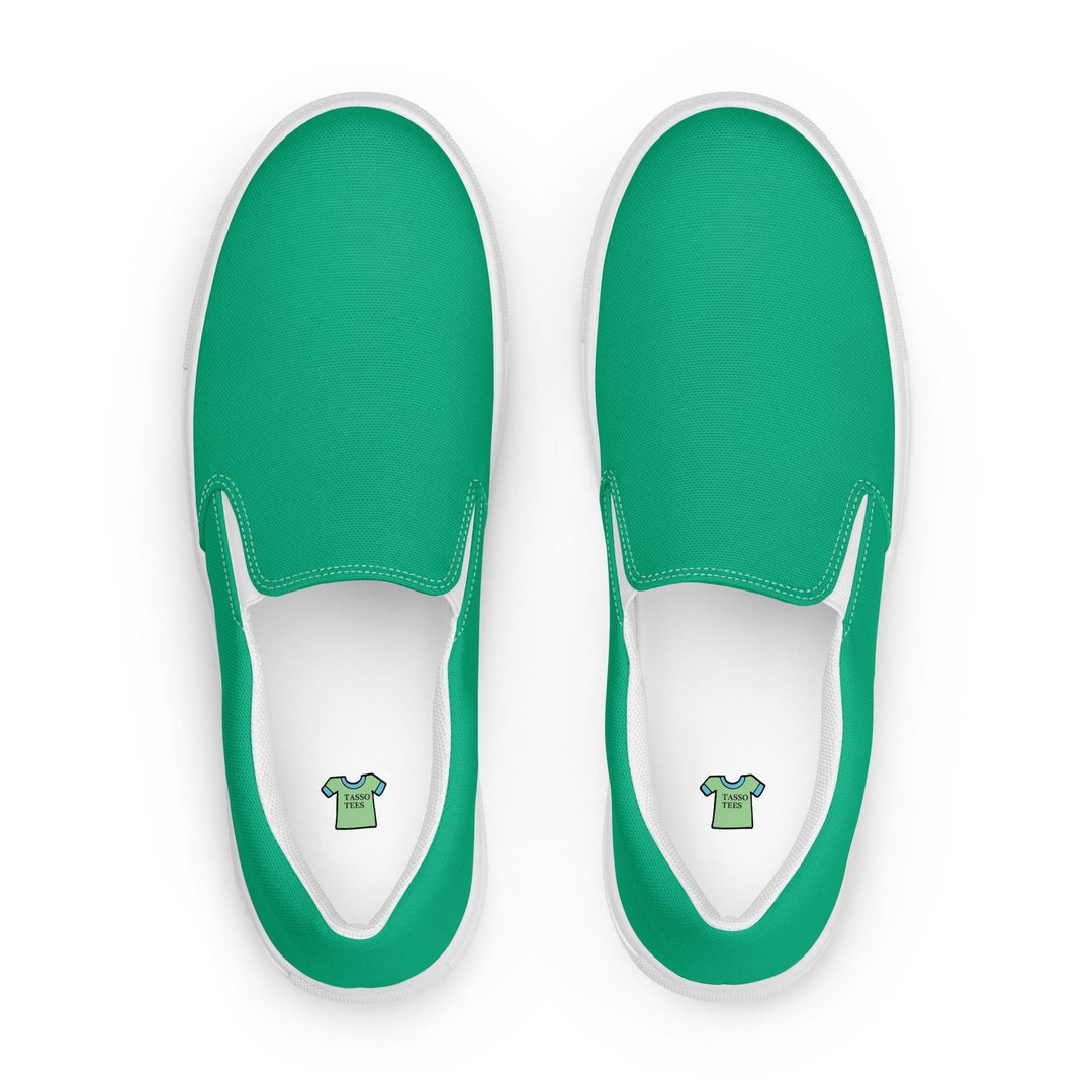 Men’s Sea Green Slip-on Canvas Shoes, Men's Casual Summer Shoes ...