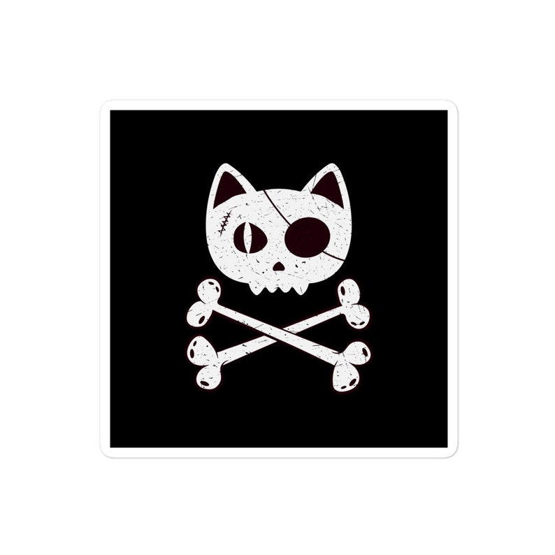 Pirate Cat Skull and Crossbones Bubble-free Stickers - Etsy
