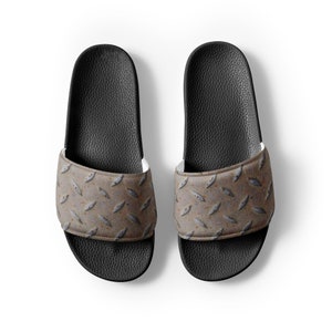 Men’s Slides With Diamond Steel Plate Design, Steel Plate Print Sandals ...