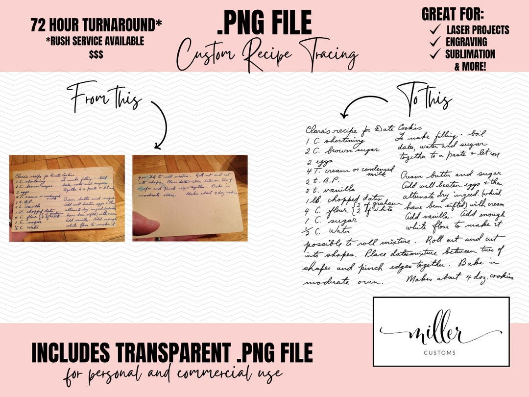 Recipe Tracing | Handwriting Tracing | Glowforge, Laser Ready ...
