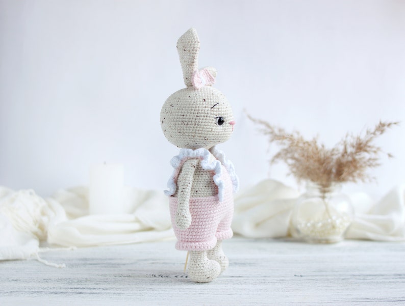Bunny Crochet Pattern in English. Bunny Toy in Pink Overalls. - Etsy