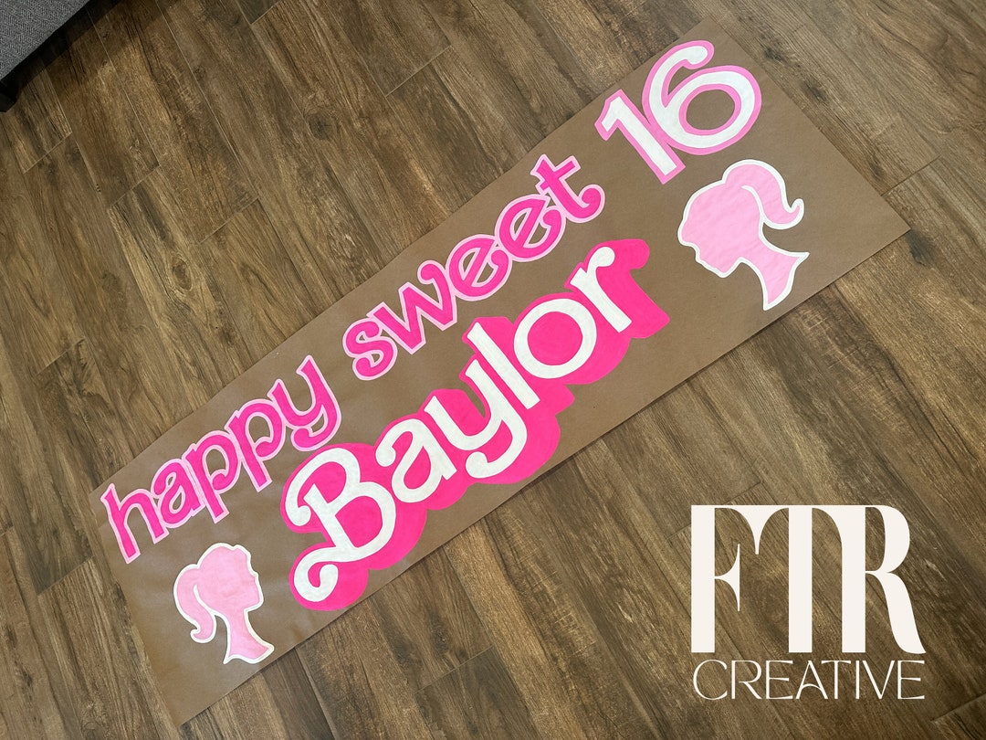 Birthday Banner Hand Painted Custom Party Banner Kraft Paper Banner ...