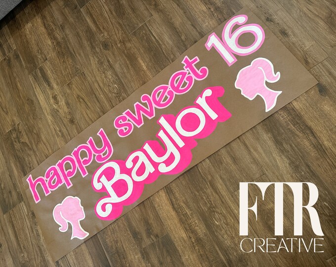 Birthday Banner Hand Painted Custom Party Banner Kraft Paper Banner ...