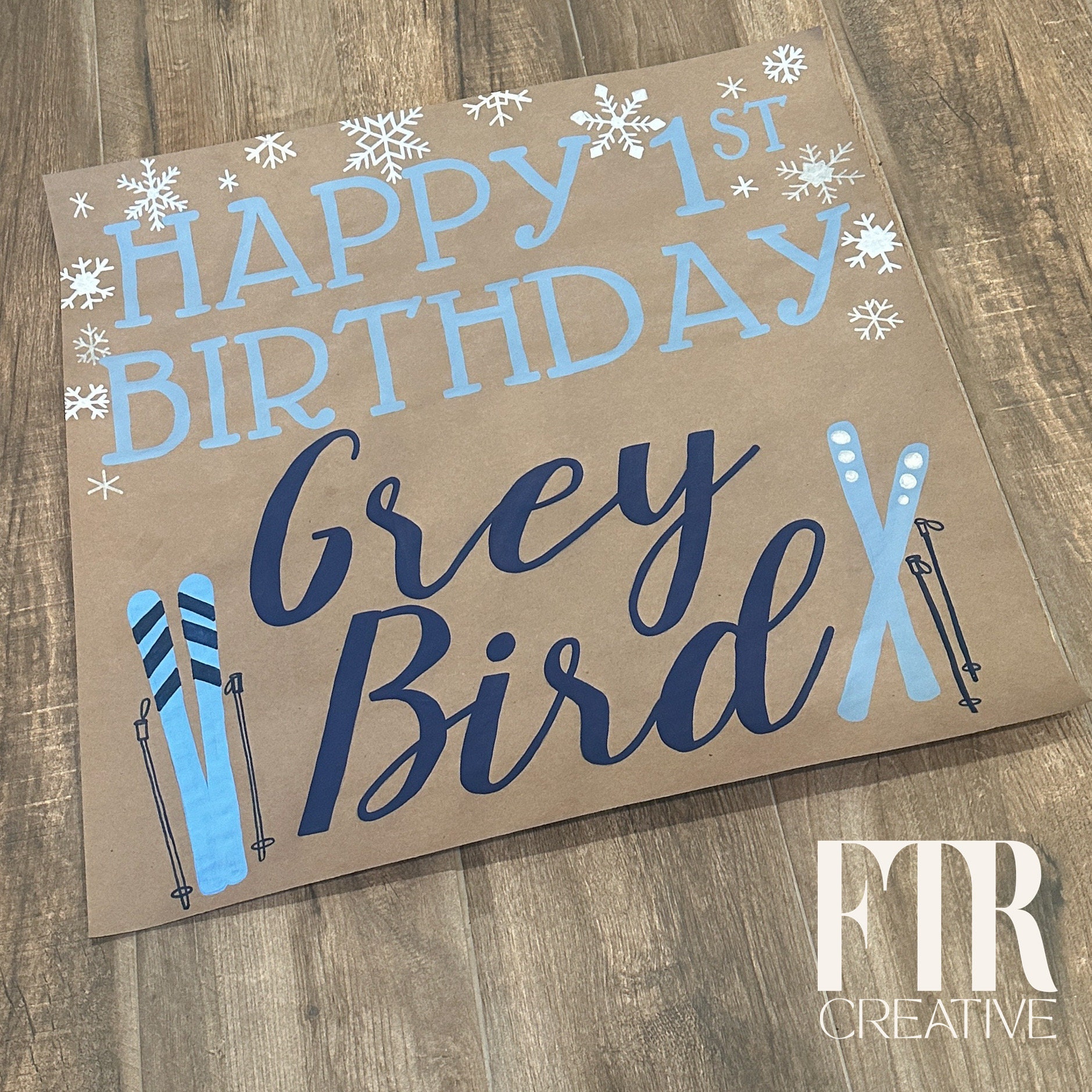 Baby Shower Banner Hand Painted Custom Party Banner Kraft Paper Banner ...