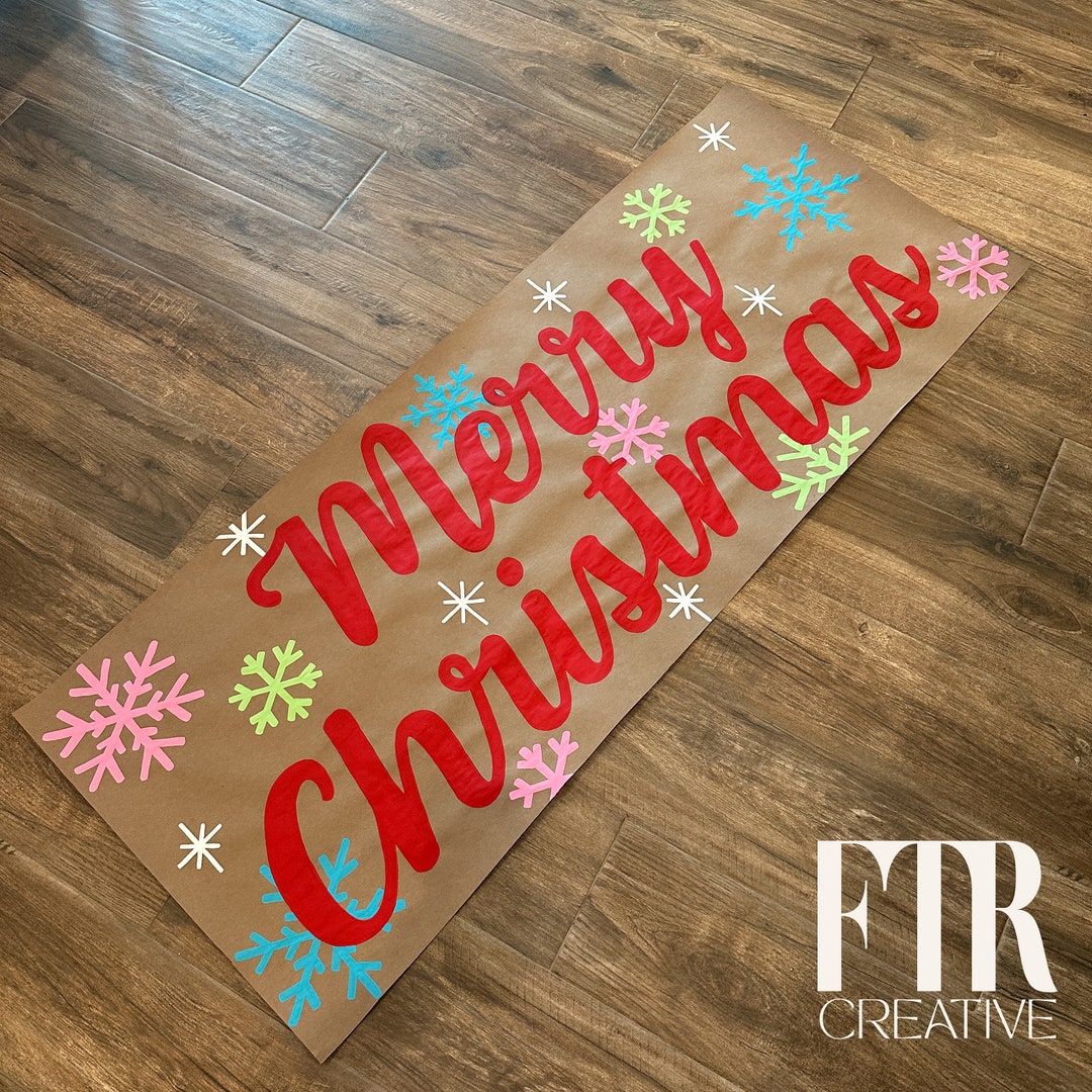 Holiday Banner Hand Painted Custom Party Banner Kraft Paper Banner ...