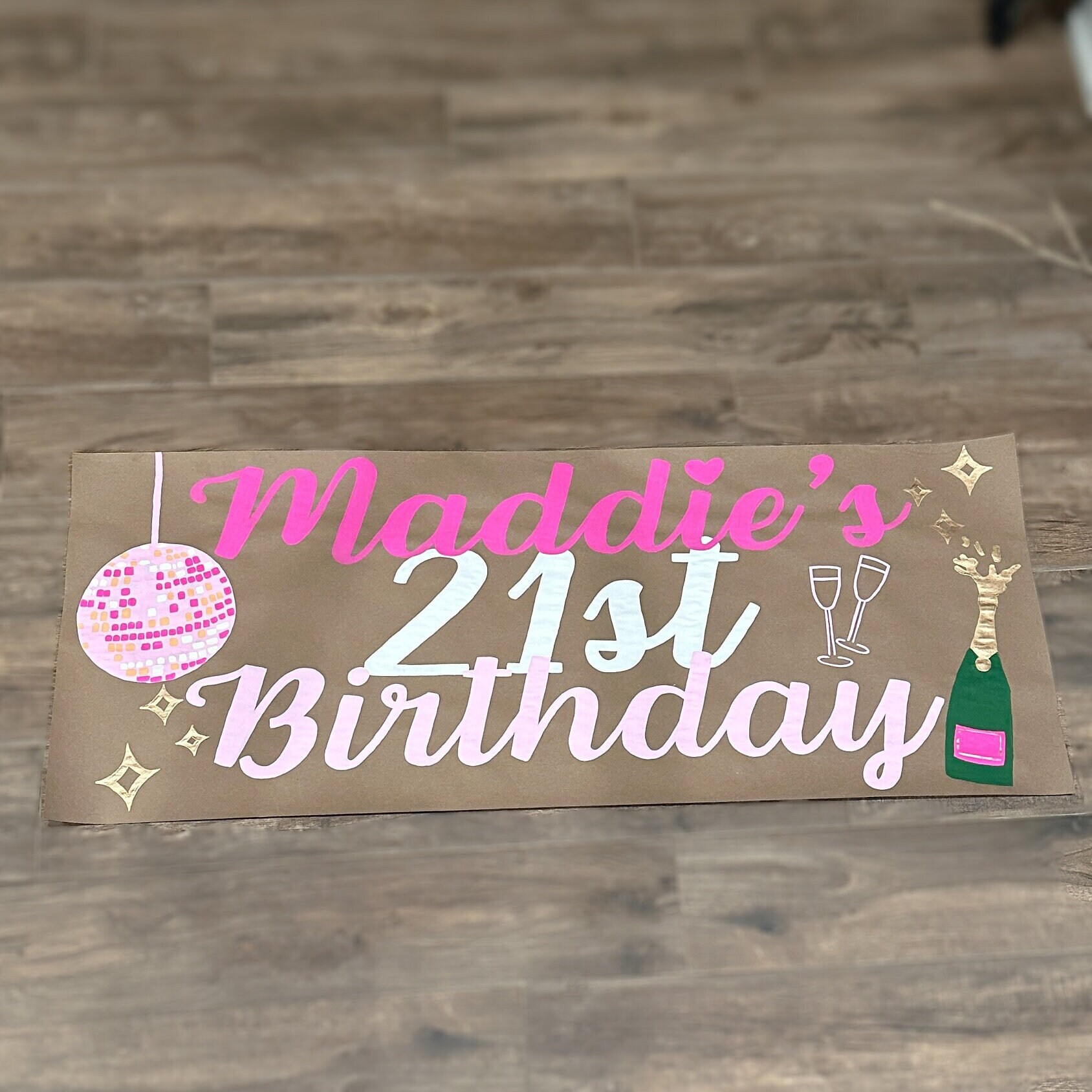 Birthday Banner Hand Painted Custom Party Banner Kraft Paper Banner ...