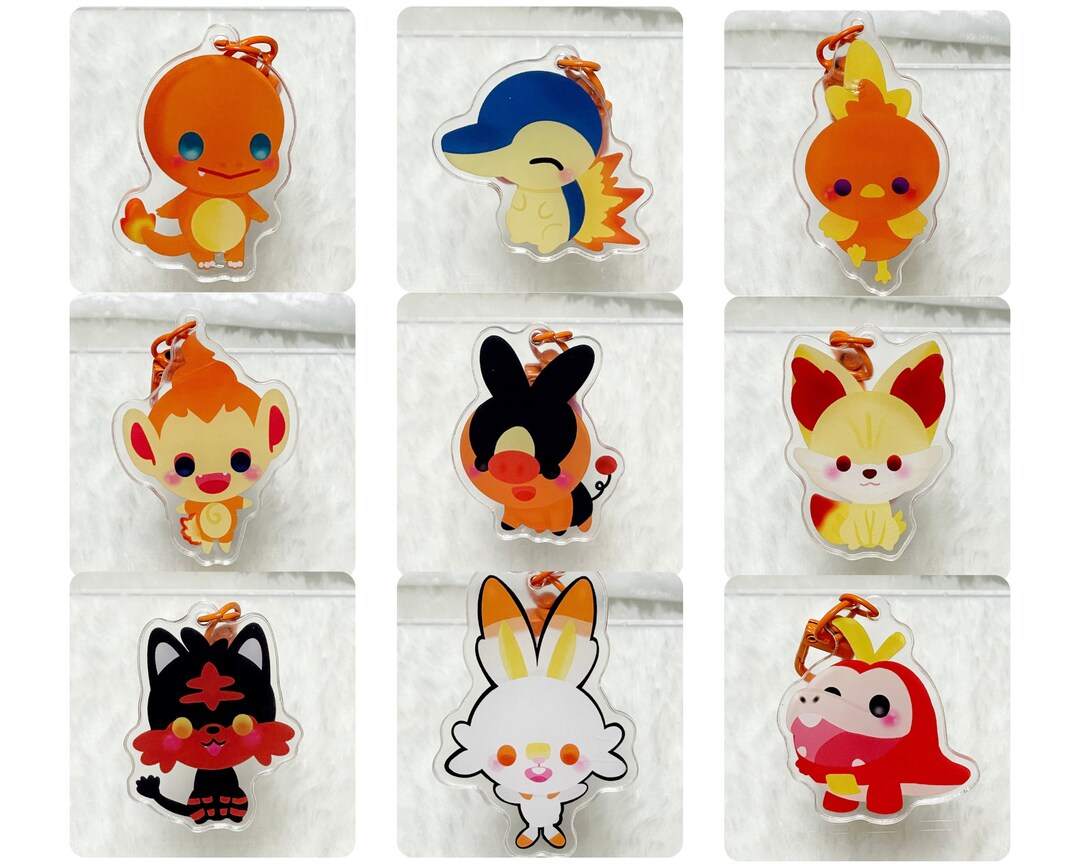 PKMN Fire Elemental Keychains | Fire Starters | Gen 1-9 - Etsy