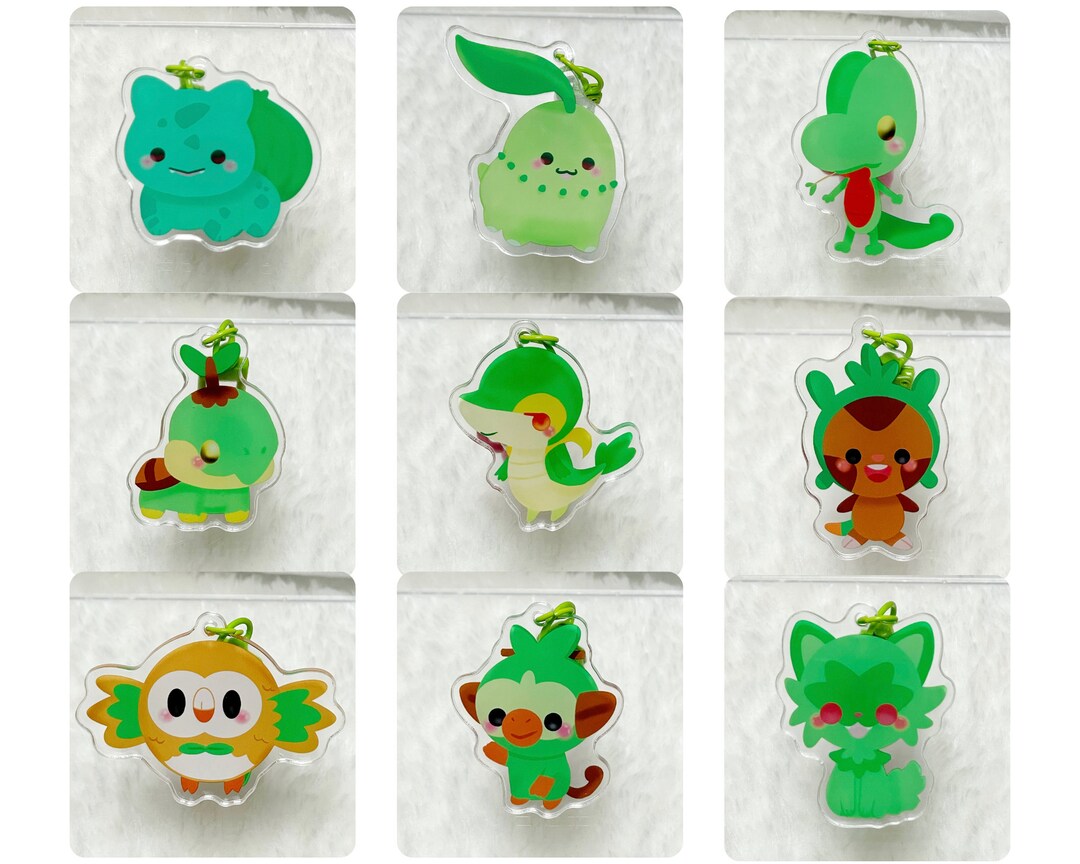 PKMN Grass Elemental Keychains | Grass Starters | Gen 1 - 9 - Etsy