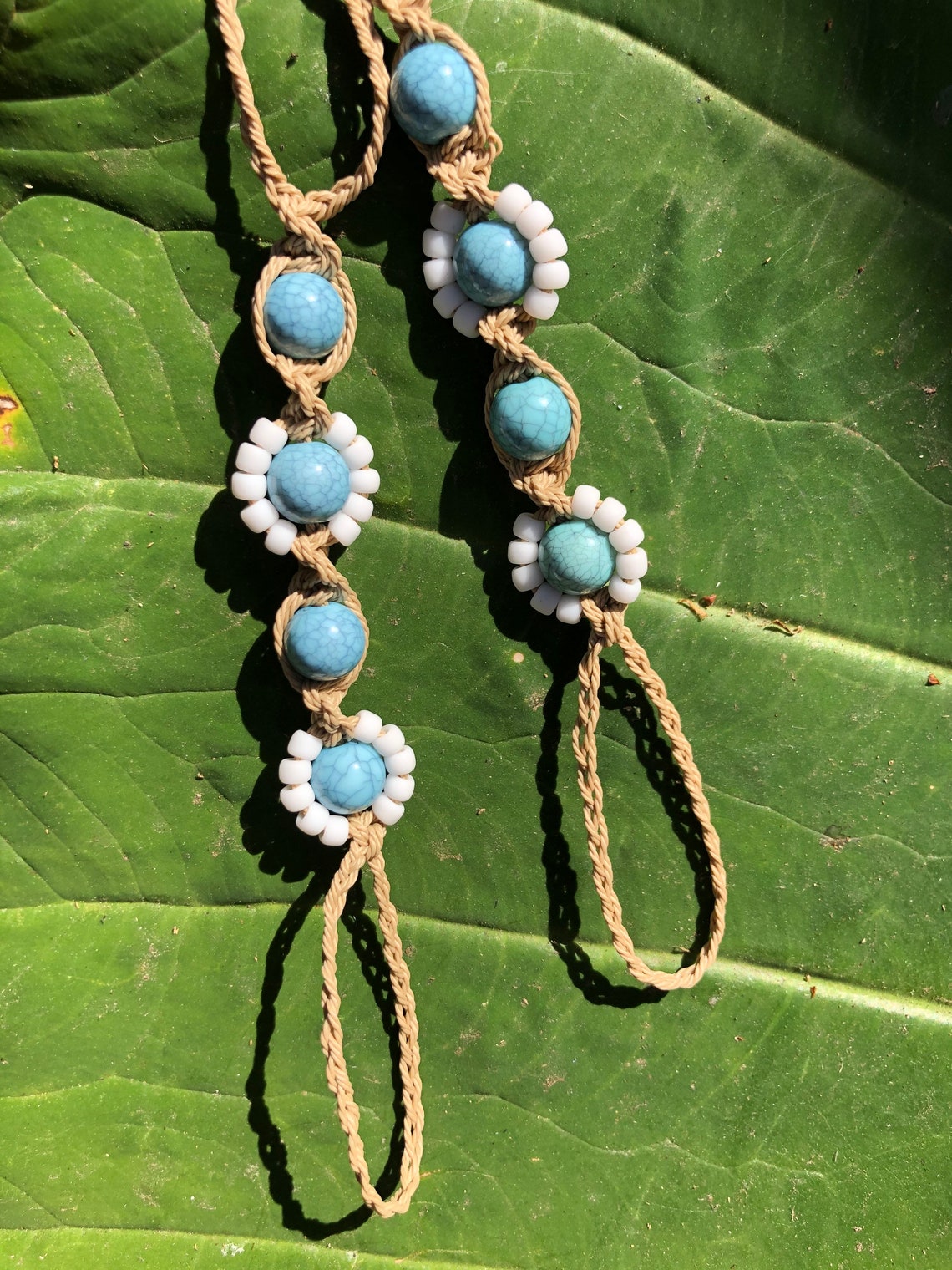 Teal Beaded Barefoot Sandals Anklet Foot Jewelry Beach - Etsy