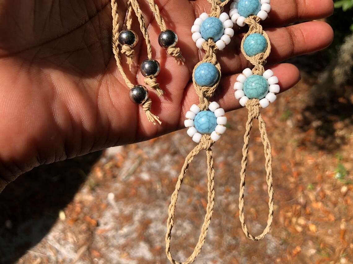 Teal Beaded Barefoot Sandals Anklet Foot Jewelry Beach - Etsy