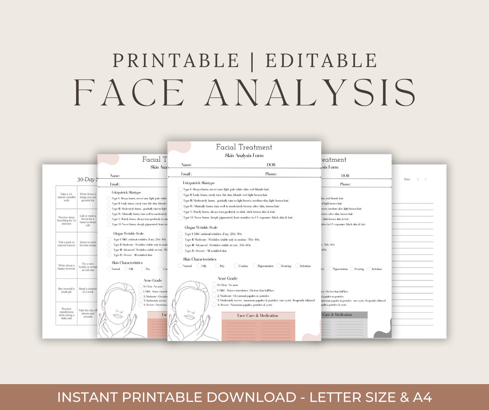 Editable and Printable Skin Analysis Form Template for Theoreticians I ...
