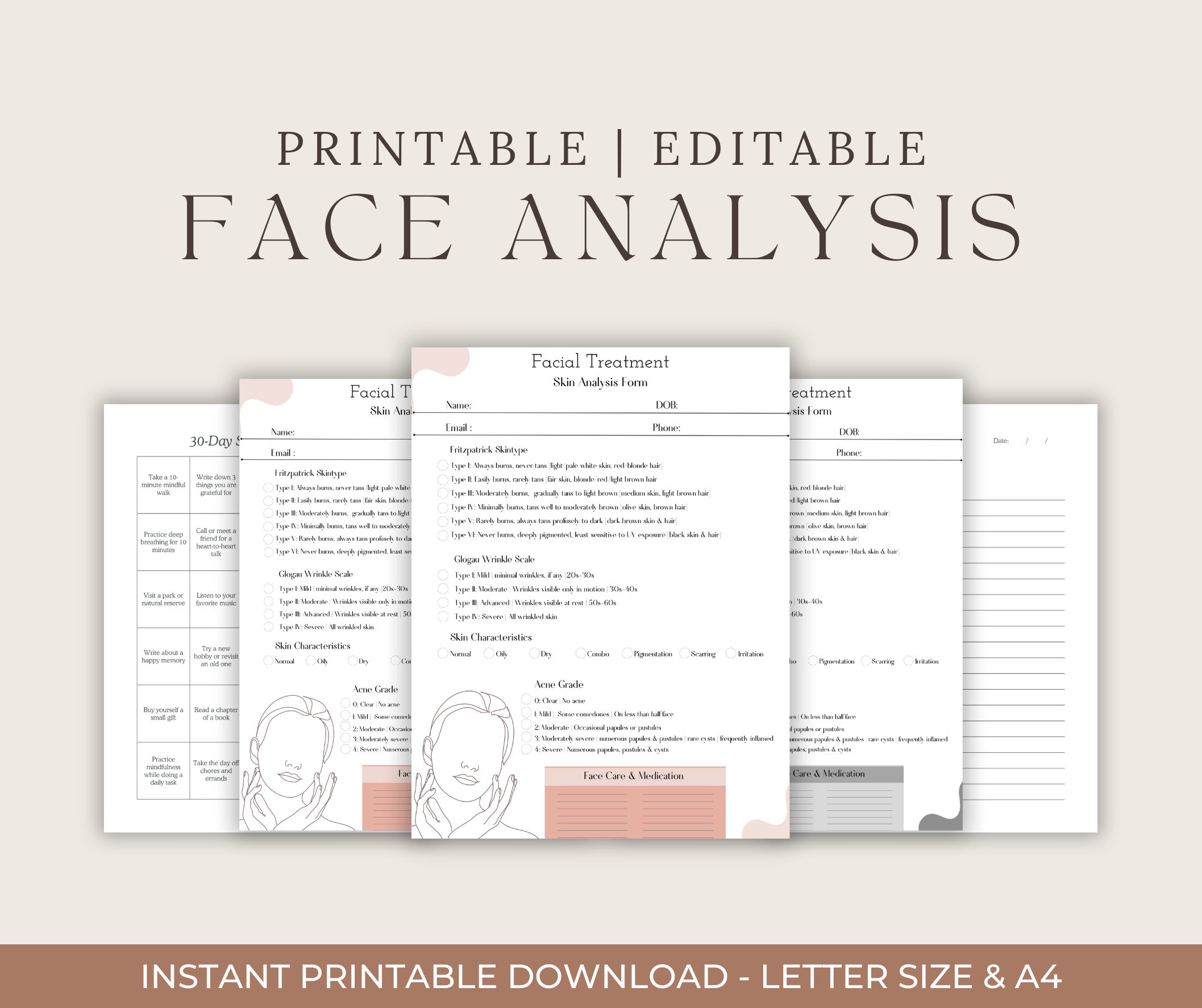Editable and Printable Skin Analysis Form Template for Theoreticians I ...