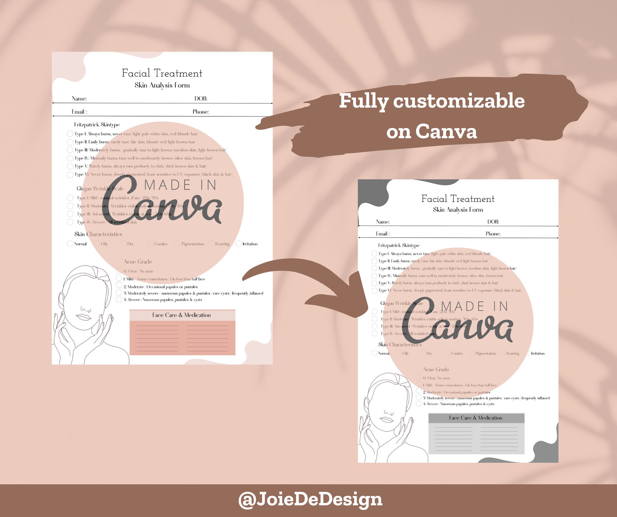 Editable and Printable Skin Analysis Form Template for Theoreticians I ...