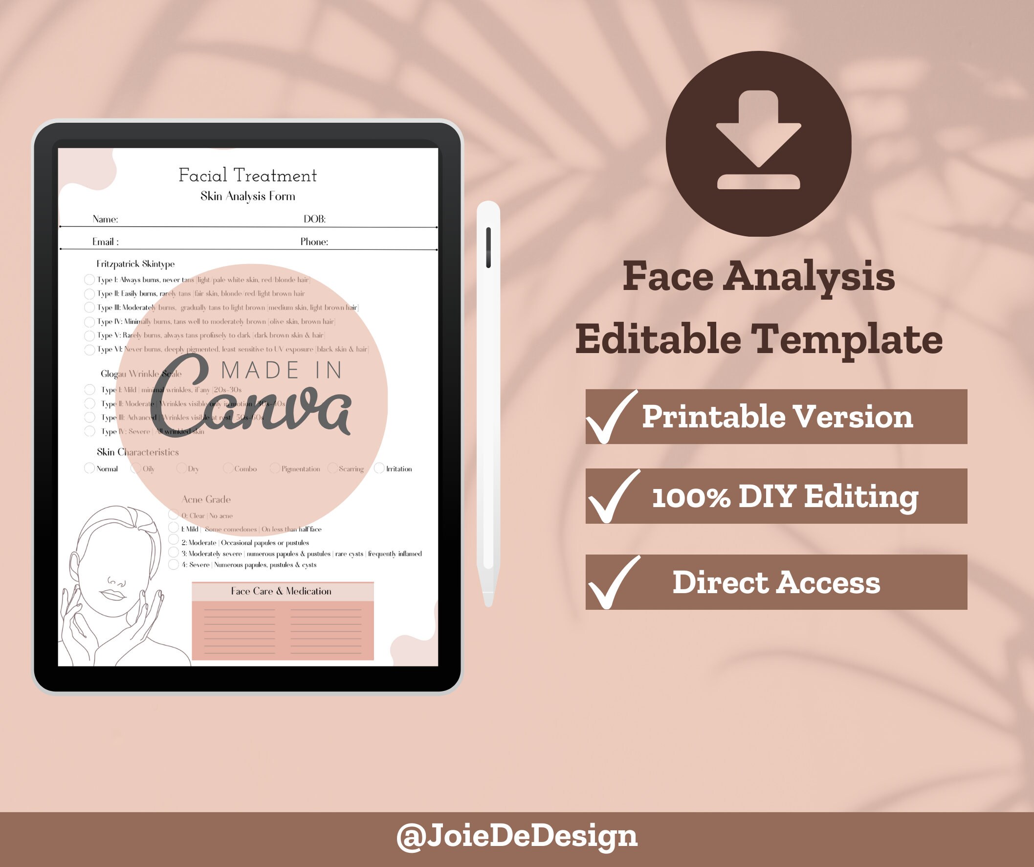 Editable and Printable Skin Analysis Form Template for Theoreticians I ...