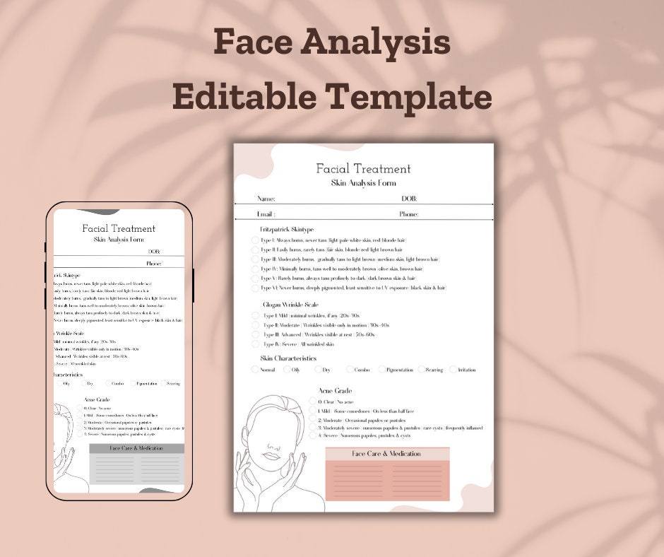 Editable and Printable Skin Analysis Form Template for Theoreticians I ...