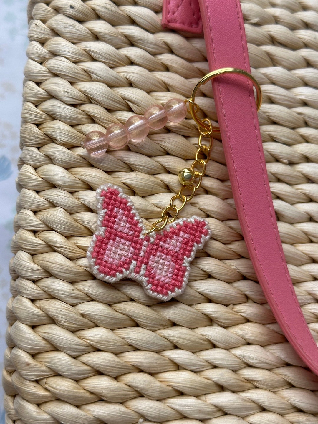 Pink Butterfly Keychain- Cross-stitch Butterfly Keychain - Etsy