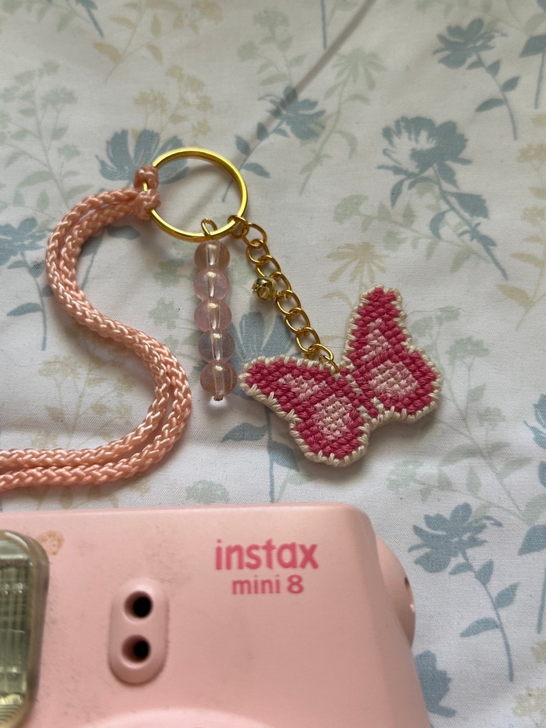 Pink Butterfly Keychain- Cross-stitch Butterfly Keychain - Etsy