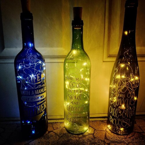 Lighted Wine Bottle Lamps - Etsy