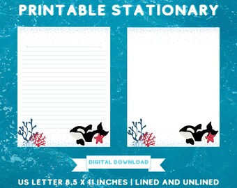 Seagull Printable Stationary Digital Download, US Letter Paper 8.5 X 11 ...