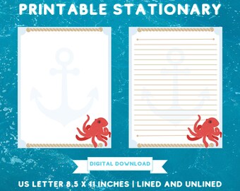 Seagull Printable Stationary Digital Download, US Letter Paper 8.5 X 11 ...