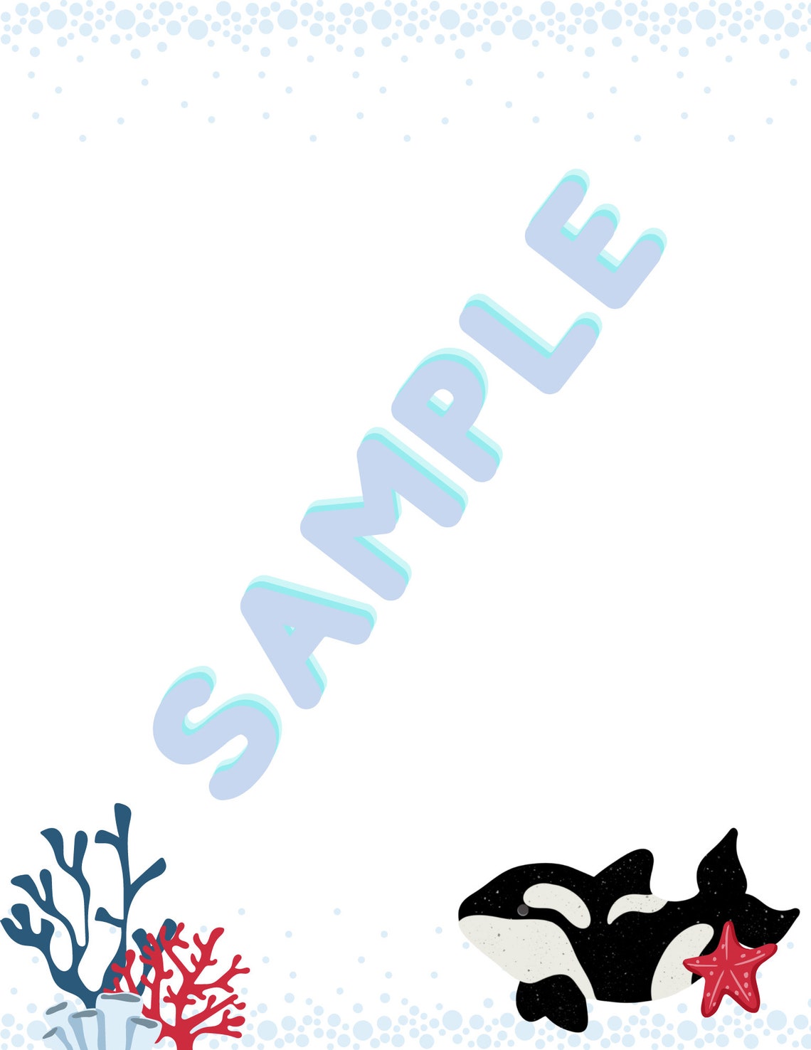 Orca Printable Stationary Digital Download, US Letter Paper 8.5 X 11 ...