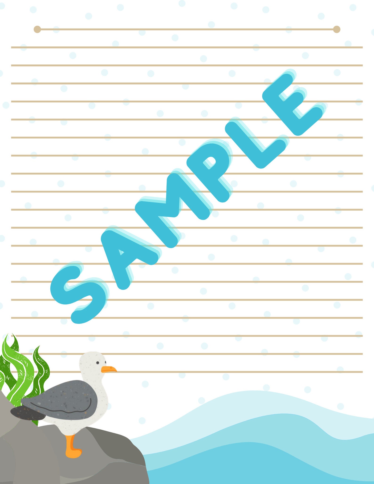 Seagull Printable Stationary Digital Download, US Letter Paper 8.5 X 11 ...
